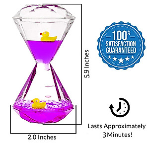YUE Motion Liquid Motion Bubbler Floating Sea Creatures, Diamond Shaped Liquid Timer for Fidget Toy,Autism Toys, Children Activity, Calming Relaxing and Home Ornament (Purple Liquid with Duck Toys)