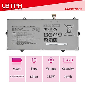 LBTECH AA-PBTN6EP 3ICP6/40/91-2 11.5V 75Wh Battery for Samsung 900X5T 900X5T-X01 900X5T-X02 900X5T-X05 900X5T-X78L Notebook 9 2018 NP900X5T NP900X5T-X01US NP900X5T NP900X5T-X05CN Series
