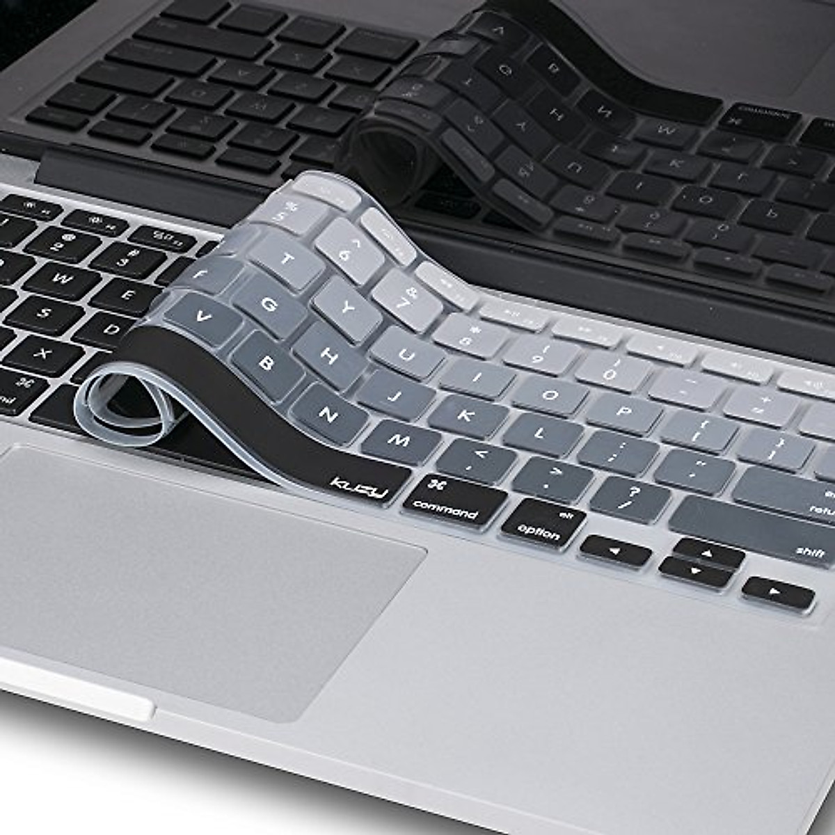 Kuzy - Gray Ombre Colors Keyboard Cover Silicone Skin for MacBook Pro 13" 15" 17" (with or w/Out Retina Display) iMac and MacBook Air 13" - Mix Grey Ombre