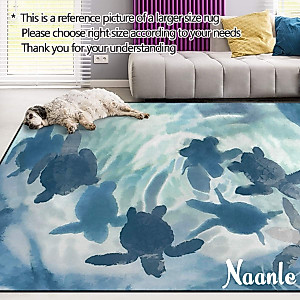 Naanle Ocean Animal Non Slip Area Rug for Living Dinning Room Bedroom Kitchen, 5' x 7'(58 x 80 Inches), Cute Sea Turtle Nursery Rug Floor Carpet Yoga Mat