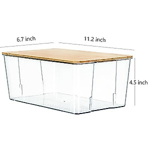 Hudgan 4 Pcs Acrylic Bread Box with Bamboo Lid, Bread Keeper Container for Homemade Bread, Clear Snack Storage Organizer