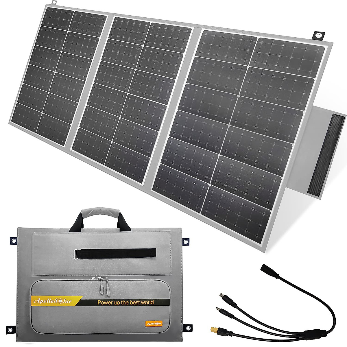 105W 20V Portable Solar Panel for Apollosolar/Jackery/Bluetti/EcoFlow/Anker Power Station, Foldable Solar Panels with 18W USB & USB-C Outputs IP65 Waterproof for Camping RV Trip Off-Grid Living