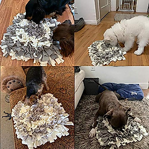 LIVEKEY Pet Snuffle Mat for Dogs, Dog Feeding Mat, Nosework Training Mats for Foraging Instinct Interactive Puzzle Toys (Gray&White) (Gray&White)