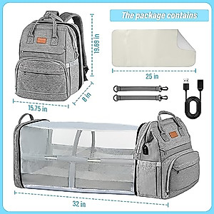 Fandiar Diaper Bag Backpack, Diaper Bag with Changing Station Baby Diaper Bags for Boys Girls Portable Large Capacity Waterproof Mommy Bag Bassinet Travel Backpack, Baby Shower Gifts