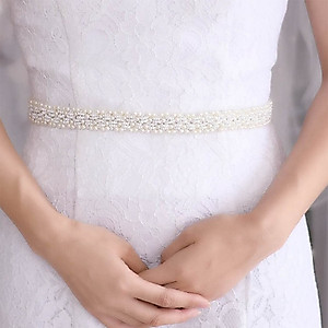 Campsis Pearl Bridal Belt Handmade Wedding Dress Belt Sashes Ivory Beaded Accessories For Bridal Gowns(S)