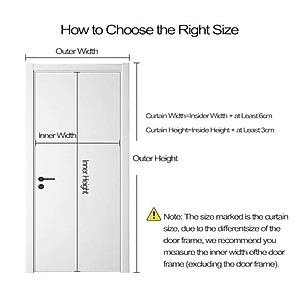 Magnetic Thermal Insulated Door Curtain for Double Doors 70x185cm, Door Soundproofing for Stores Porch Balcony Garage, Heat Protection Door Screen with Waterproof Cotton Curtain, Grey