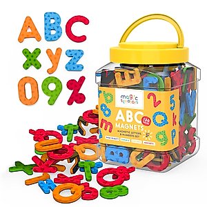 Magic Scholars ABC Magnetic Letters for Toddlers (3+ Years) 130 Pcs Alphabet Magnets and Magnetic Numbers Gift Set, Large Letter Magnets for Fridge, ABC Magnets Educational Toy