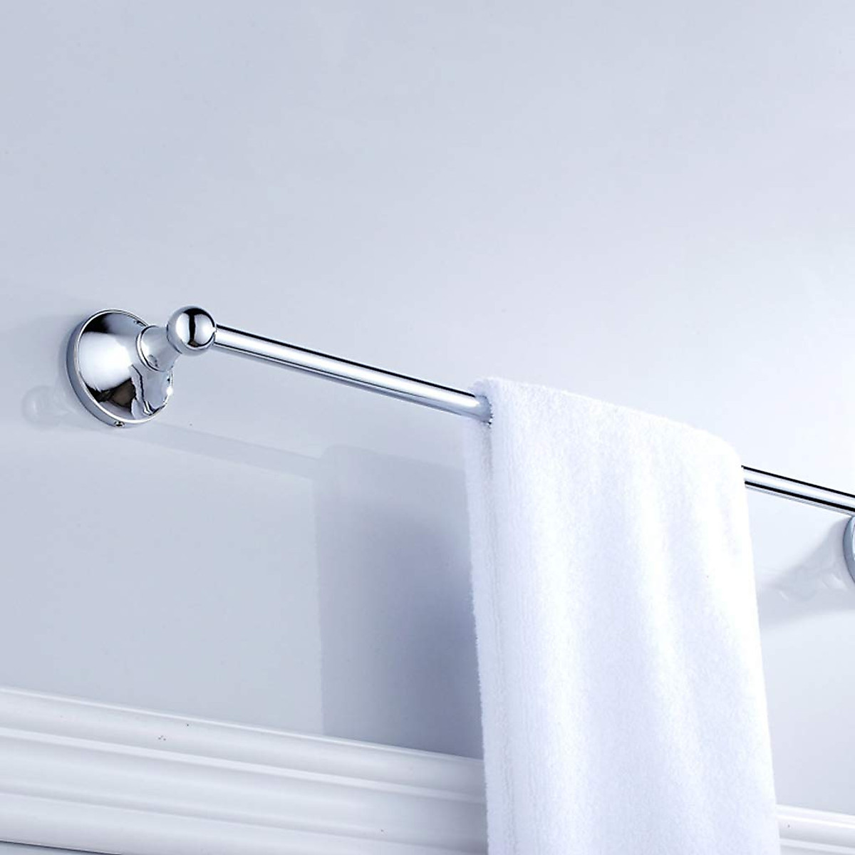 JHSLXD.YSPJ Bathroom Single Shot Towel Rod Household Washing Hands Brass Chrome Towel Rack Hotel Metal Tower Hanger Bathroom Hardware Accessories 60CM,Chrome