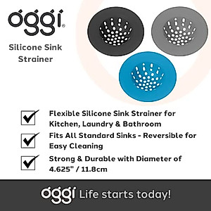 OGGI Silicone Sink Strainer- Great Kitchen Sink Strainer, Sink Drain Strainer, Drain Stopper, Sink Plug, 4.6˝ Diameter Rim, Turquoise