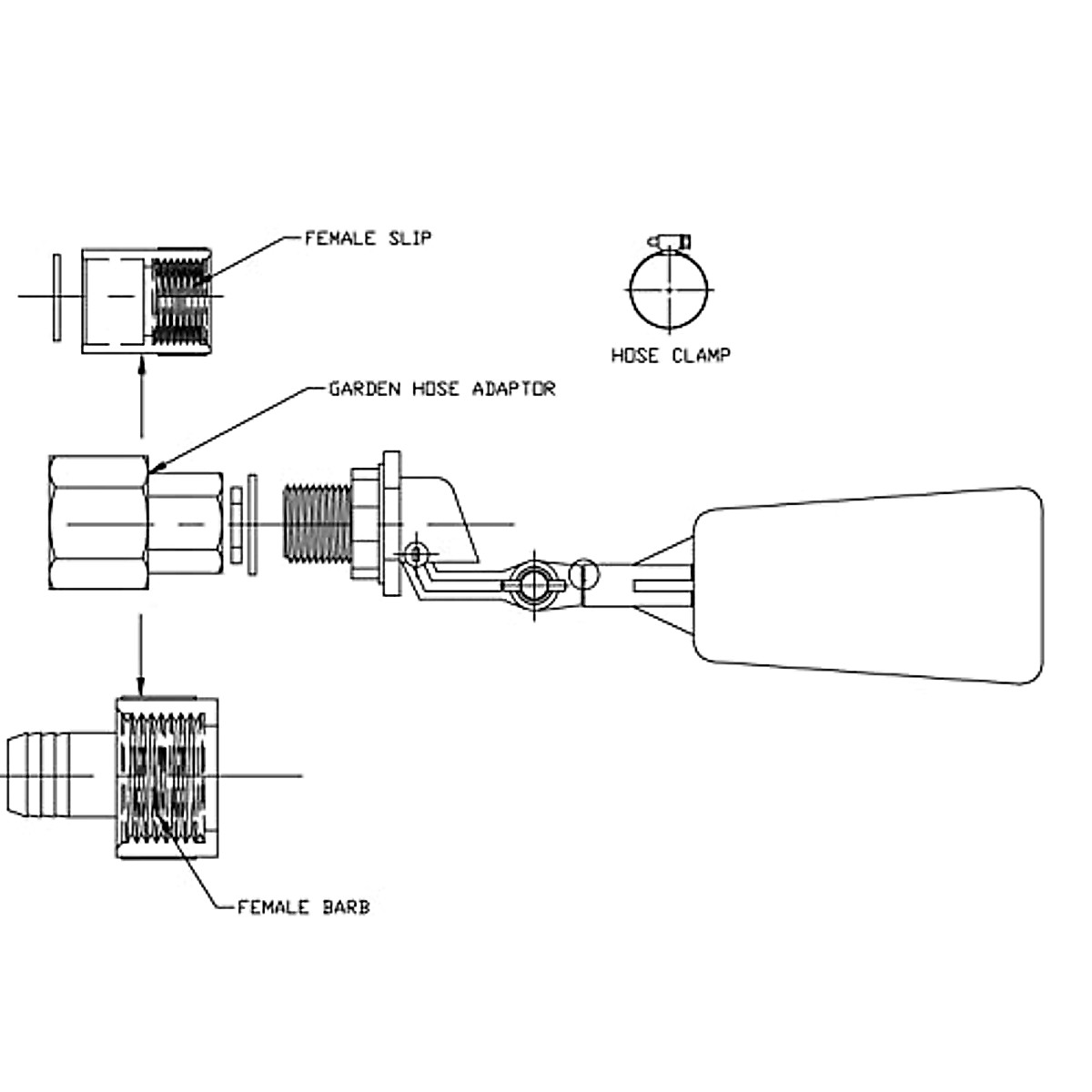 Little Giant AFV-GH Auto Fill Valve / Pump Up Valve, for Ponds, Fountains, Water Features, Aquariums or Reservoirs, White/Black, 566286