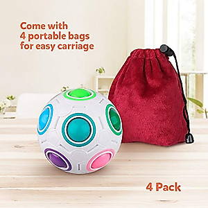 D-FantiX Rainbow Puzzle Ball 4 Pack, Magic Rainbow Ball Puzzle Cube Fidget Balls Puzzle Brain Games Fidget Toys for Kids Adult, Brain Teasers for Kids Boys Girls, Easter Basket Stuffers for Kids