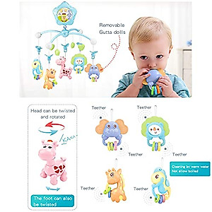 Baby Mobiles for Crib, Crib Toys with Music and Lights,Remote, lamp, Projector for Pack and Play, for Ages 0+ Months (Blue-Forest)