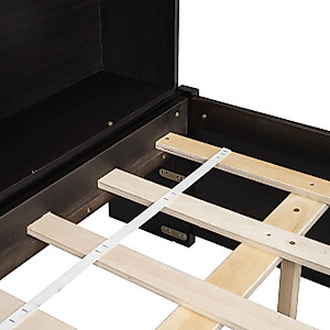 DNChuan Full Size Daybed with Bookcase and Underneath Storage Drawers,Captains Corner Day Bed,No Box Spring Needed for Kids Boys Girls Adults,Espresso