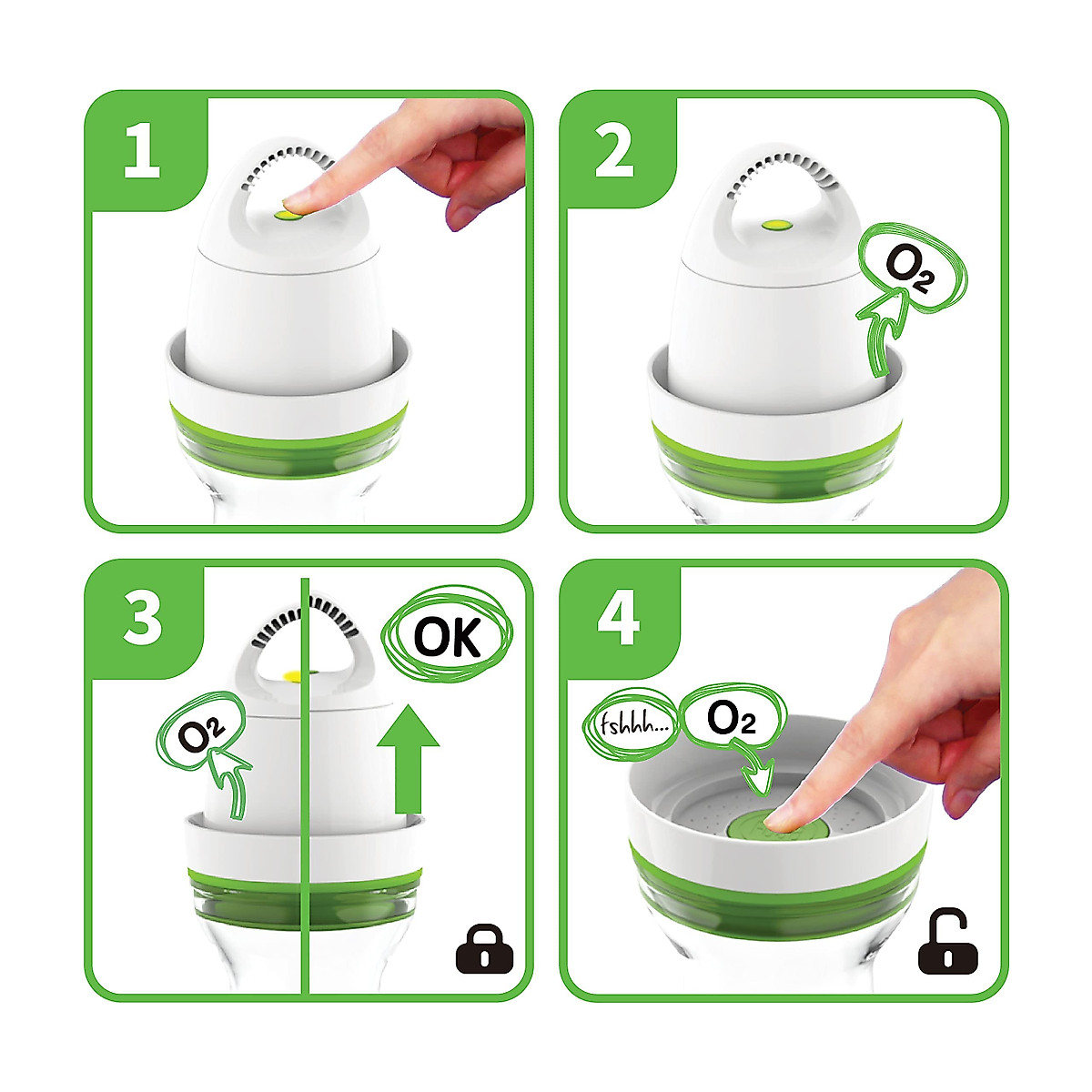 FOSA O2Go 1.2L (40oz) Vacuum Sealed Glass Jug with Lid, Glass Pitcher (Vacuum Pump not Included)