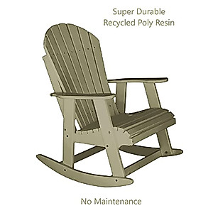 Phat Tommy Adirondack Rocking Chair | Outdoor Rocking Chairs for Porch | Outside Patio Rockers, All Weather Poly Furniture, Weatherwood