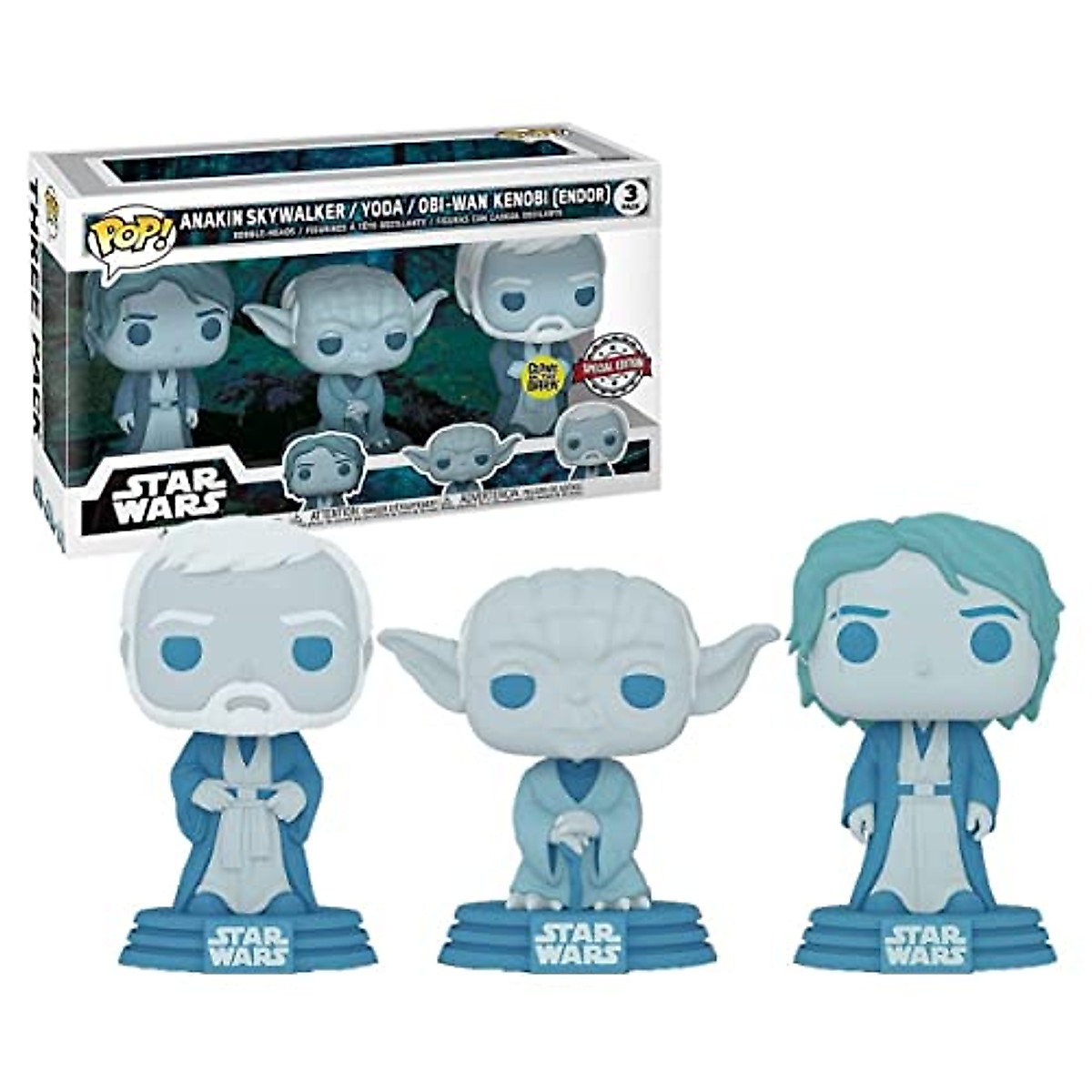 Funko Pop! Star Wars: Across The Galaxy - Force Ghost 3 Pack, Anakin, Yoda, OBI-Wan, Amazon Exclusive