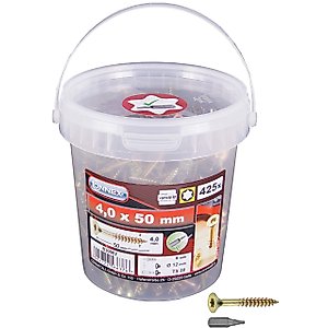 CONNEX B30082 Uni-Screws TX Bucket 4,0x50 a 425pcs, Gold, 4,0 x 50 mm (425 Stück)