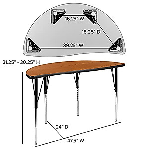 Flash Furniture 76" Oval Wave Collaborative Laminate Activity Table Set with 18" Student Stack Chairs, Oak/Black