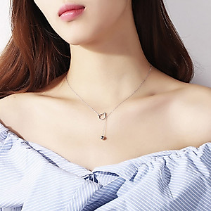 Dankadi Fashion Women 925 Sterling Silver Necklace - Cute Cat/Bell Pendant choker 11x11x5mm - Clavicle Rolo Chain 17 Inch Fine Jewelry Gift