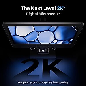 TOMLOV DM602 HDMI Digital Microscope with 3 Lens, Soldering Microscope with 10.1 Inch Screen, LCD Coin Microscope Full View, 2K Video Microscope for Adults, Biological Slide Microscope, 64GB