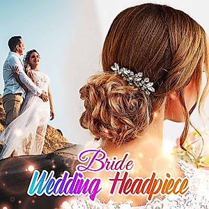 Catery Crystal Wedding Hair Comb Rhinestone Bridal Hairpieces Bridesmaid Clips Accessories for Brides and Women (A Silver)