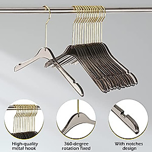 Dyna-Living Acrylic Hangers 15 Pack Stylish Clothes Hangers with Gold Hooks Non-Slip Coat Hangers for Closet, Wardrobe, Clothing Store(Round Head)
