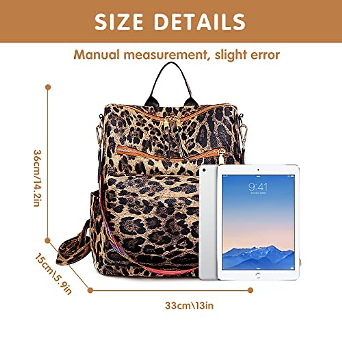 MCWTH Women Backpack Purse Fashion PU Leather Ladies Handbag, College Travel Casual Shoulder Bags (Leopard Brown)