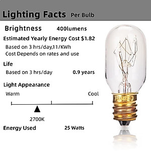 Moflekja Himalayan Salt Lamp Bulbs, T20 25W Original Replacement Long Lasting Incandescent Candelabra Light Bulbs E12 Socket, 120V 2700K Warm White, Pack of 12