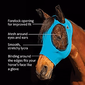 Professional's Choice Comfort-Fit Warm Blood Fly Mask - Pacific Blue Pattern - Maximum Protection and Comfort for Your Horse