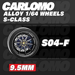 Carlomo 1/64 Scale Mini Alloy Wheels Tires with Axles S-Class Detail Up Kits for Professional Modified Diecast Model Vehicle Kit (S04-F)