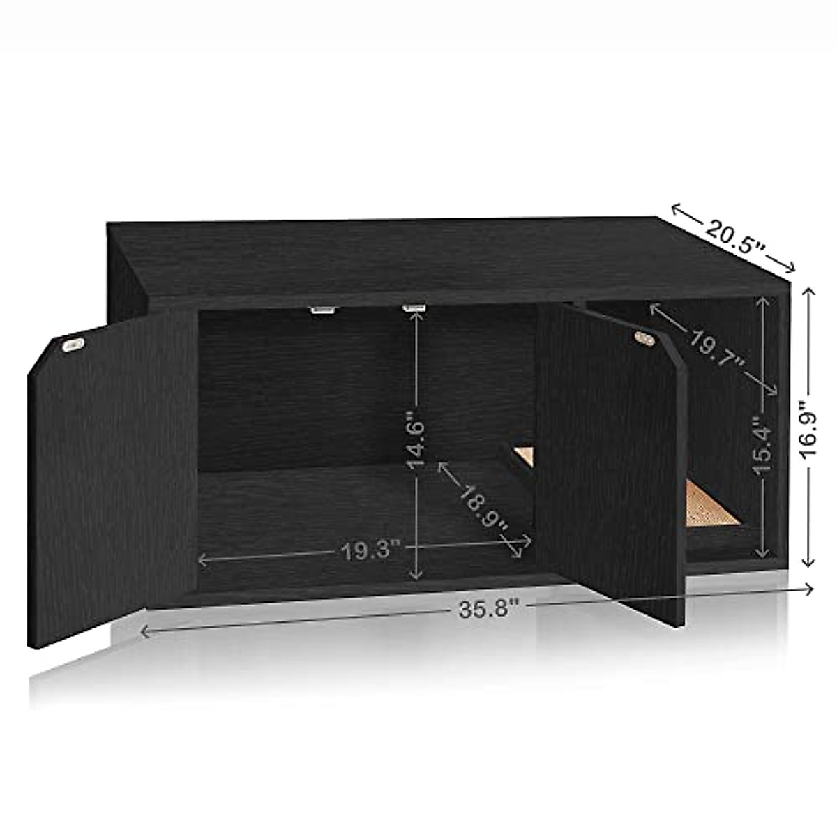 WAY BASICS Cat Litter Box Enclosure Pet House - Odor Control Modern Furniture (Tool-Free Assembly) Black