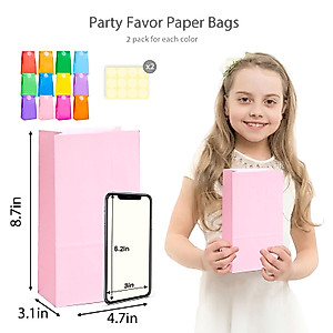 Shindel 24PCS Colorful Treat Bags, Gift Bags with Stickers Party Favor Paper Bags Goodie Bags for Birthdays Baby Showers Wedding DIY Crafts