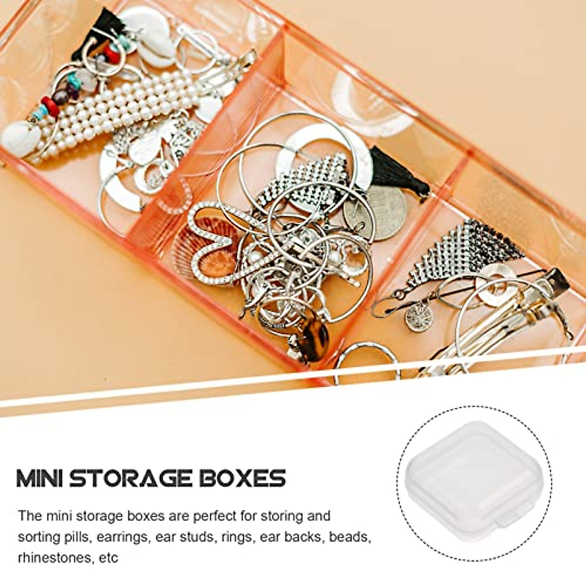 Sewroro Plastic Organizer Box 120pcs Mini Organizer Box Small Clear Plastic Beads Storage Containers Box Pills Storage Case with Hinged Lid for Small Items Crafts Hardware Bead Storage Containers