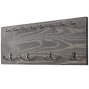 MyGift Wall Mounted Vintage Grey Wood Key Holder Organizer and Coat Rack with 8 Key Hooks and 4 Dual-Hooks