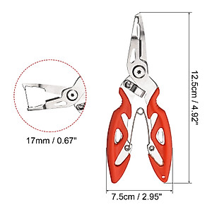 PATIKIL Fishing Pliers, 3Pcs Stainless Steel Hook Remover Fishing Lines Cutter Tool for Fishing, Orange