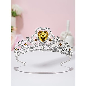 SWEETV Birthday Crowns for Women Birthstone Heart Princess Tiara Silver Wedding Headband for BirthDay Party Photograph, Nov