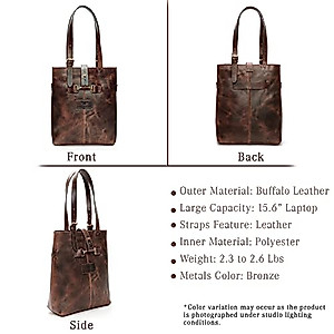 LUXEORIA Genuine Leather Tote Bag for Women Shoulder Handbag Swanky Deep Brown