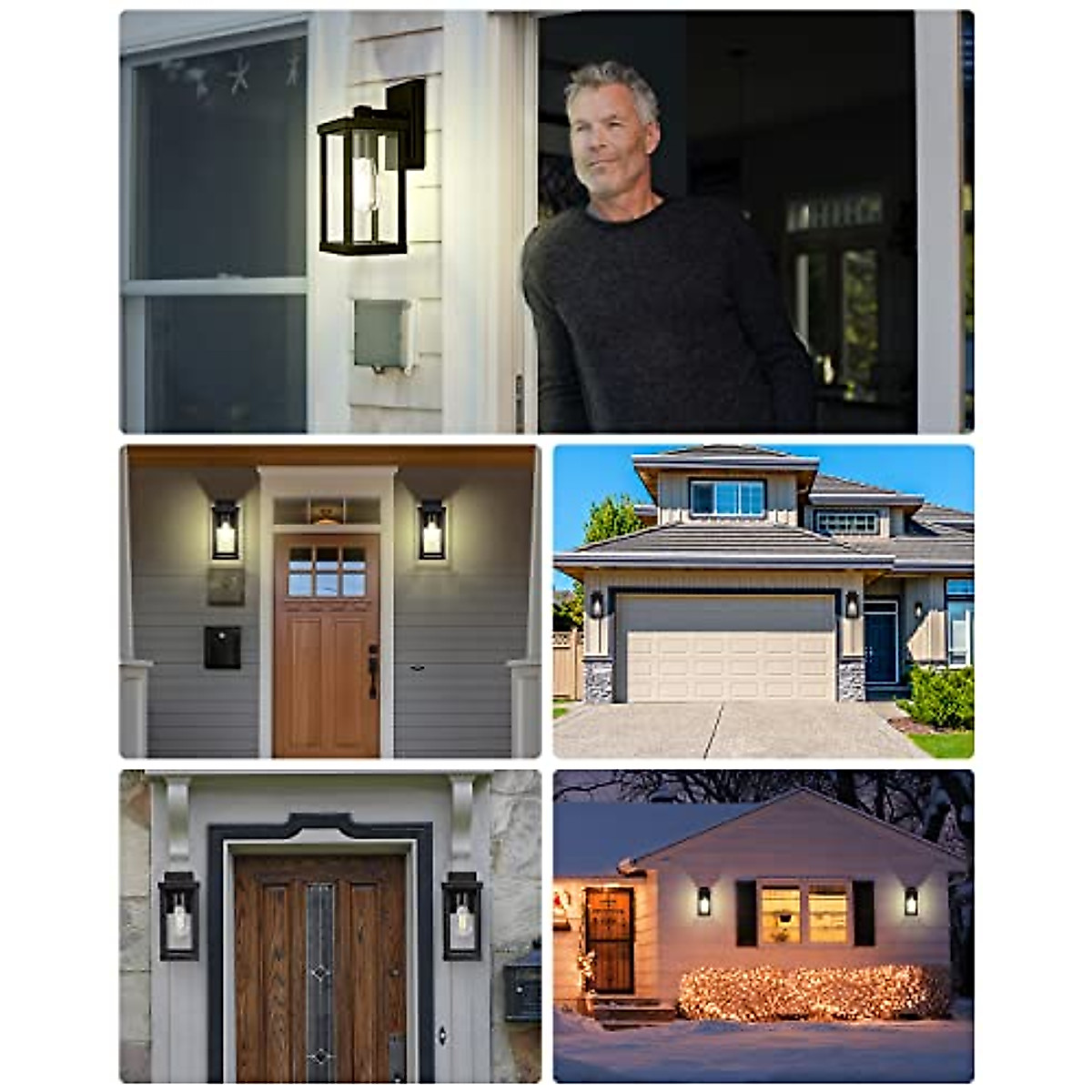 Eietonte Outdoor Wall Sconce, Exterior Wall Lantern Light Fixtures with Clear Glass Shade, Waterproof Wall Porch Lighting, Modern Anti-Rust E26 Socket Wall Mount Lamp for Garage Doorway, 2 Pack