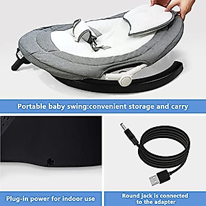 ZRWD Baby Swing for Infants, 5 Speed Electric Bluetooth Baby Rocker for Newborn, 3 Timer Settings & 10 Pre-Set Lullabies, Portable Baby Swing with Tray and Remote Control for 5-26 lbs, 0-12 Months