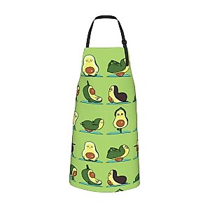 Wisedeal Yoga Avocado Adjustable Bib Neck Apron Polyester with 2 Pockets Cooking Kitchen Aprons for Men and Women Chef, Mom Aunt apron for Christmas Birthday Gifts for Grilling BBQ Chef Apron