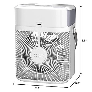 Portable Air Conditioner, Rechargeable Personal Evaporative USB Air Cooler Fan, Mini Air Conditioner with 3 Speeds 7 Colors, Humidifier Misting Unit for Bedroom, Dorm, Office, Travel, Camping