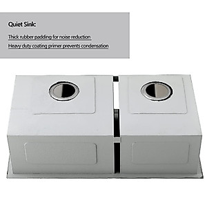 33 Undermount Double Bowl Stainless Steel Kitchen Sink - Dorzom 33" x 17" Stainless Steel Sink 18 Gauge Right Angle Double Bowl 60/40 Kitchen Sink Basin H004L-331709