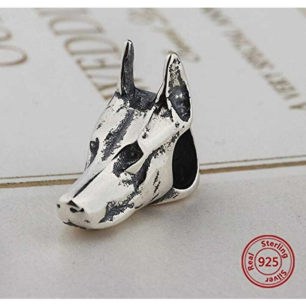 Bolenvi German Shepard Dog Head 925 Sterling Silver Charm Bead Pendant for Pandora & Similar Charm Bracelets or Necklaces