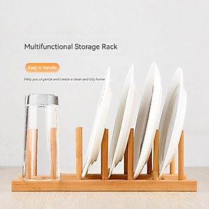 Bamboo Dish Drying Rack, Plate Rack Holder, Kitchen Organizer for Dish/Cup/Plate/Book/CD...