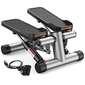 Sportsroyals Stair Stepper for Exercise, Mini Steppers with Resistance Band, Hydraulic Fitness Stepper Exercise Home Workout Equipment for Full Body Workout, 330lbs Weight Capacity