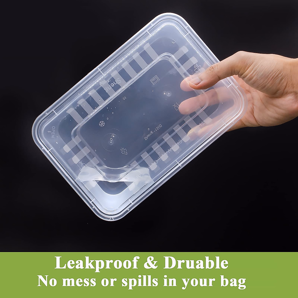 [50 PACK 50OZ] Disposable Meal Prep Container Large For Food, Plastic Storage Containers with Lids Freezer Microwave Dishwash Safe, Clear Bento Box Stackable BPA Free Reusable 1500ml