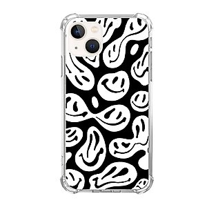 Fisgerod Black and White Smile Face iPhone Case for iphone 13, Trippy Aesthetic Melting Case for Girls Boys Women Men, Unique Trendy TPU Bumper Cover Case for iphone 13