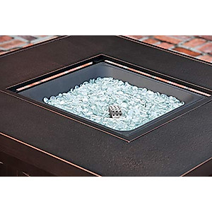 Fire Sense 62572 Armstrong Aluminum Convertible Gas Fire Pit Table 55,000 BTU Outdoor Multi-Functional Fire Pit with Fire Bowl Lid, Nylon Weather Cover & Clear Fire Glass - Bronze Finish - Square