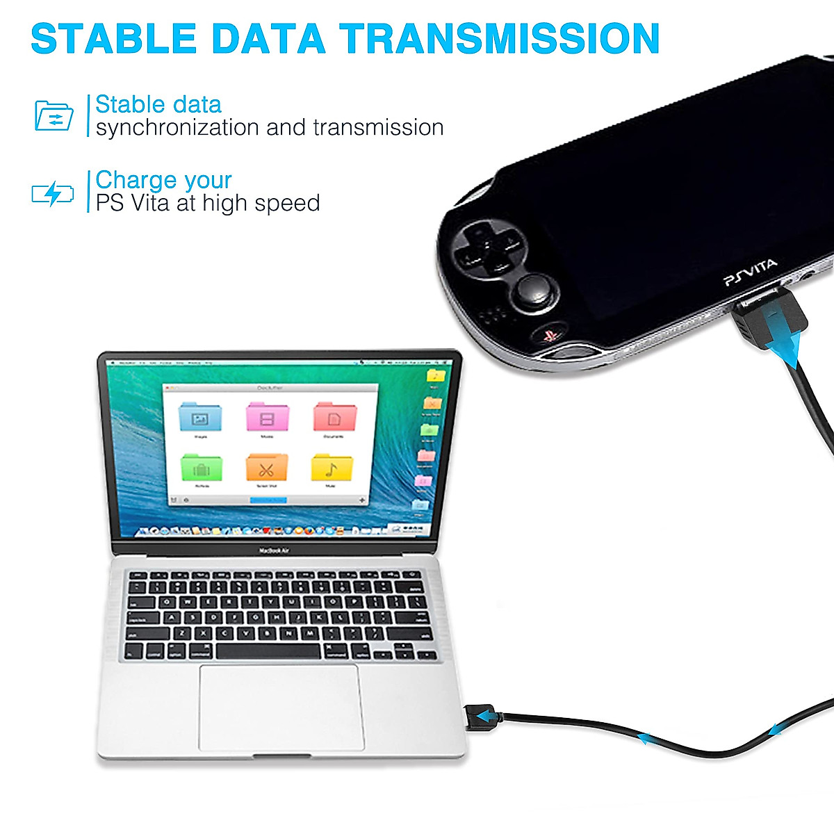 3.9ft PS Vita Charger Cable, 2 in 1 USB Data & Power Charger Cord Replacement for PlayStation Vita 1000 (Only Compatible with PSV 1000)