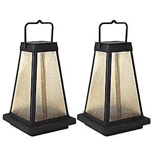 2PCS Solar Outdoor Lights, Hanging Solar Powered Wall Lantern, Dusk to Dawn Sensor Remote Control Light Fixtures Wall Mounted LED Garden Lights, Black Table Lights for Party, 200LM